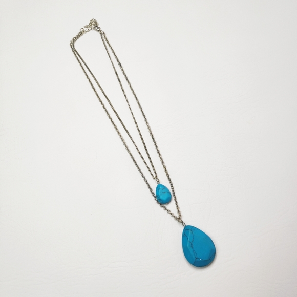 Jewelry | Double Strand Layer Turquoise Color Stone Necklace | Poshmark